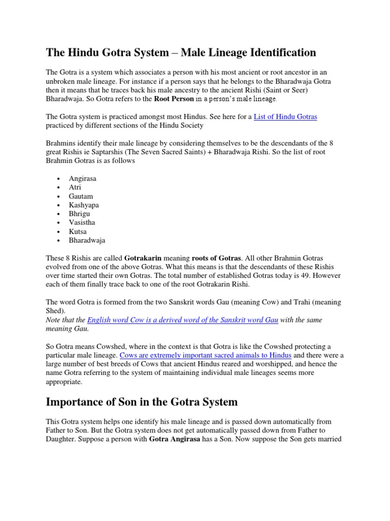 Understanding the Hindu Gotra System | PDF | Chromosome | Gene
