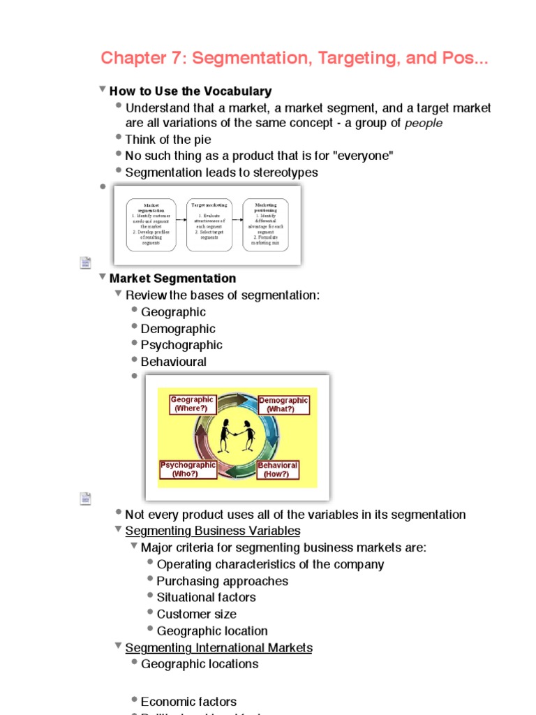 Chapter 7: Segmentation, Targeting, and Pos... : How To Use The Vocabulary | PDF | Market ...