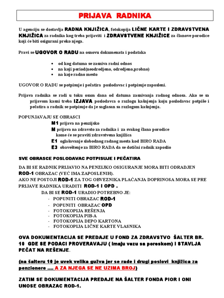 Procedura Prijava Radnika | PDF