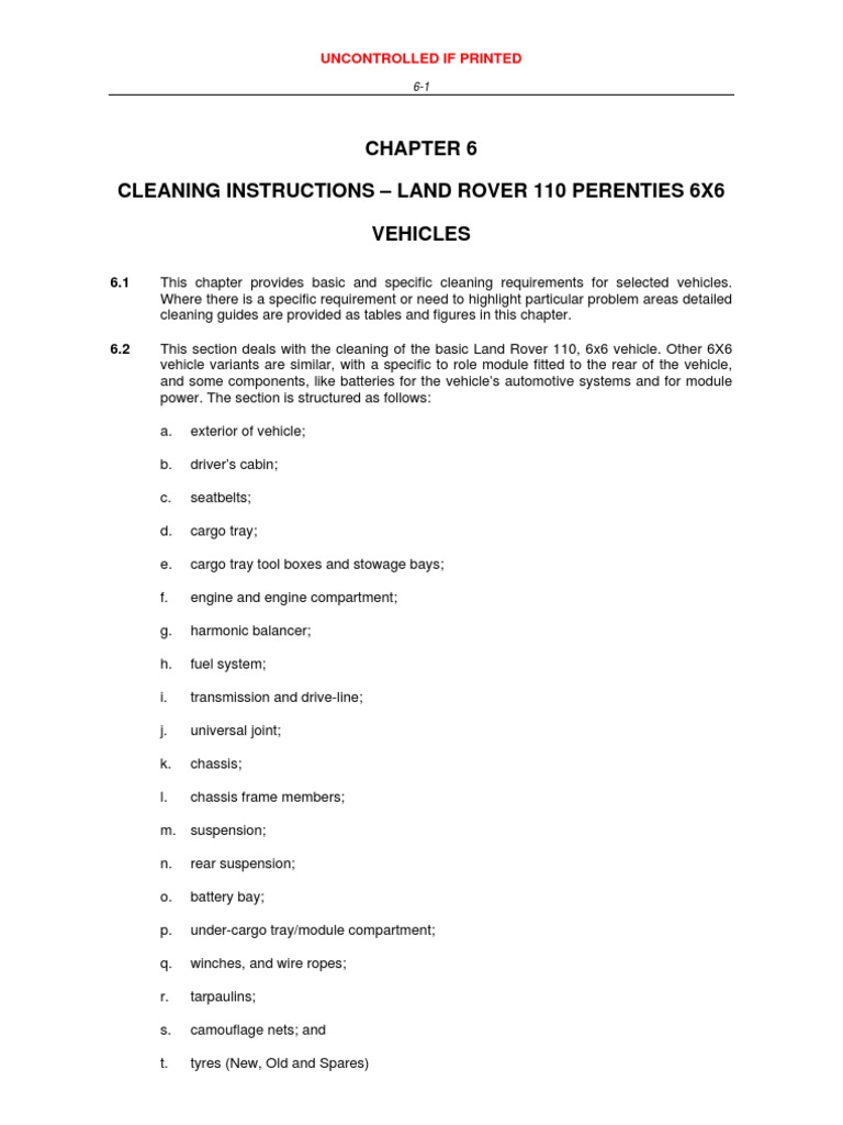 06 Cleaning Instructions - Land Rover 110 Perenties 6X6 Vehicles | PDF ...