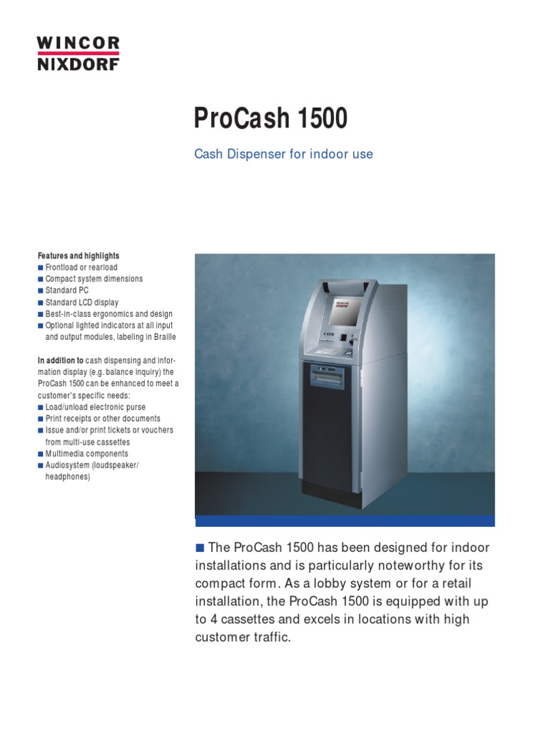 Wincor ProCash 1500 Technical Data | PDF | Computer Keyboard | Personal ...