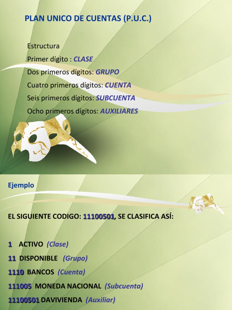 Plan Unico de Cuentas (Puc) 2 | Depreciación | Tarjeta de débito