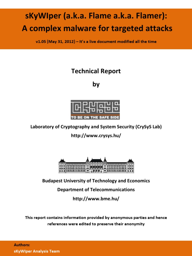 sKyWIper (A.k.a. Flame A.K.A. Flamer) :A Complex Malware For Targeted ...