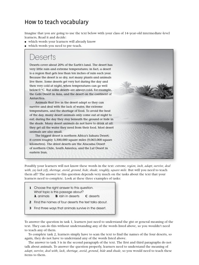 Deserts: How To Teach Vocabulary | PDF | Desert | Vocabulary