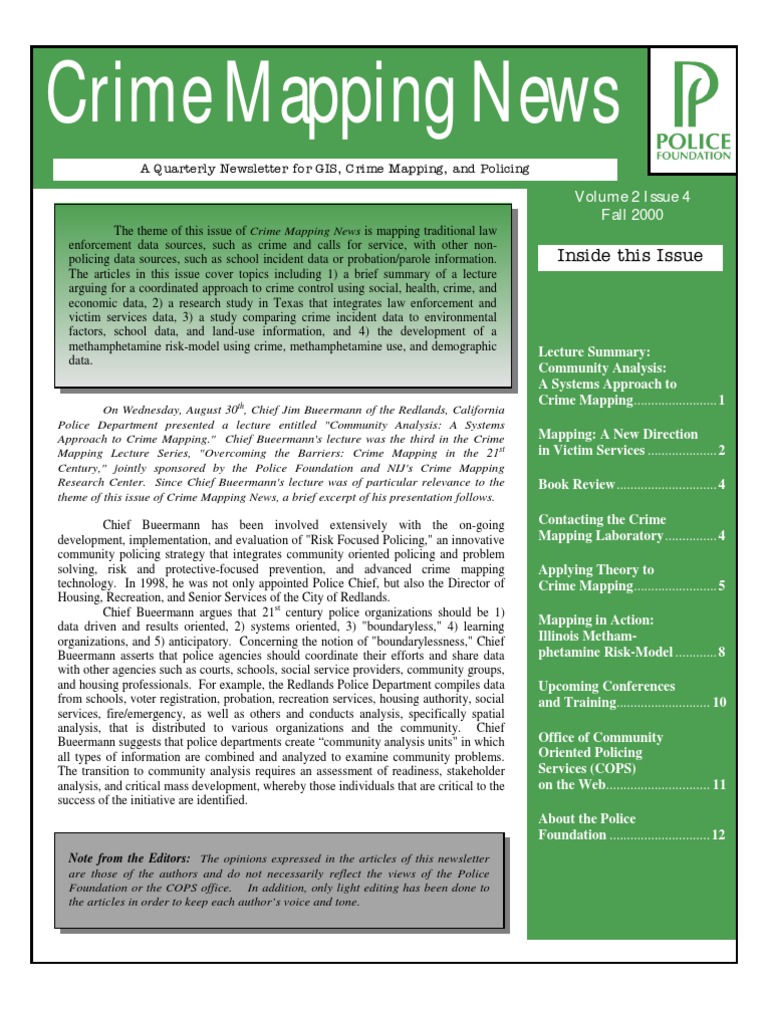 Crime Mapping News Vol 2 Issue 4 (Fall 2000) | PDF | Victimology ...