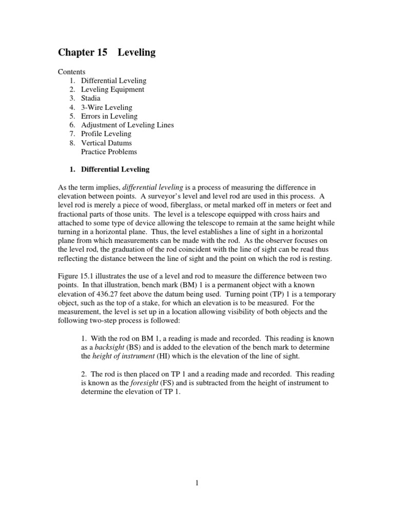 Reading 3 - Leveling | PDF | Sea Level | Matrix (Mathematics)