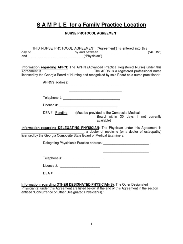 Bom Sample Np Agreement | Advanced Practice Registered Nurse | Medical ...