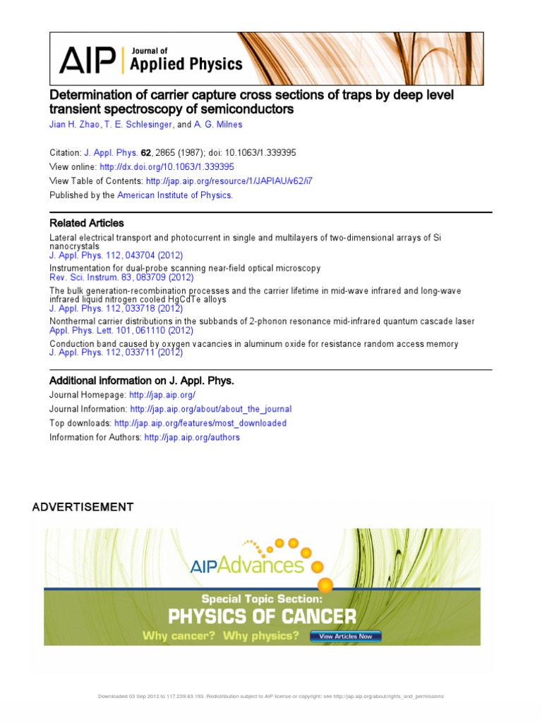Carrier Capture Cross Sections of Traps by Dlts | PDF | Condensed ...