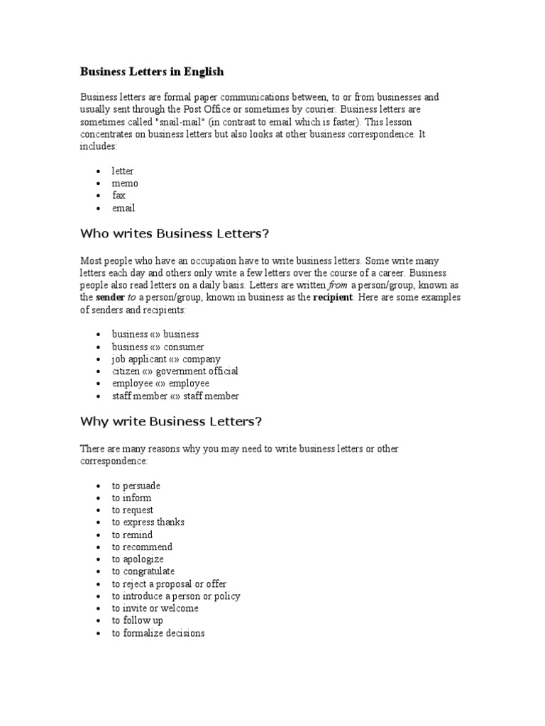 English Business Letter