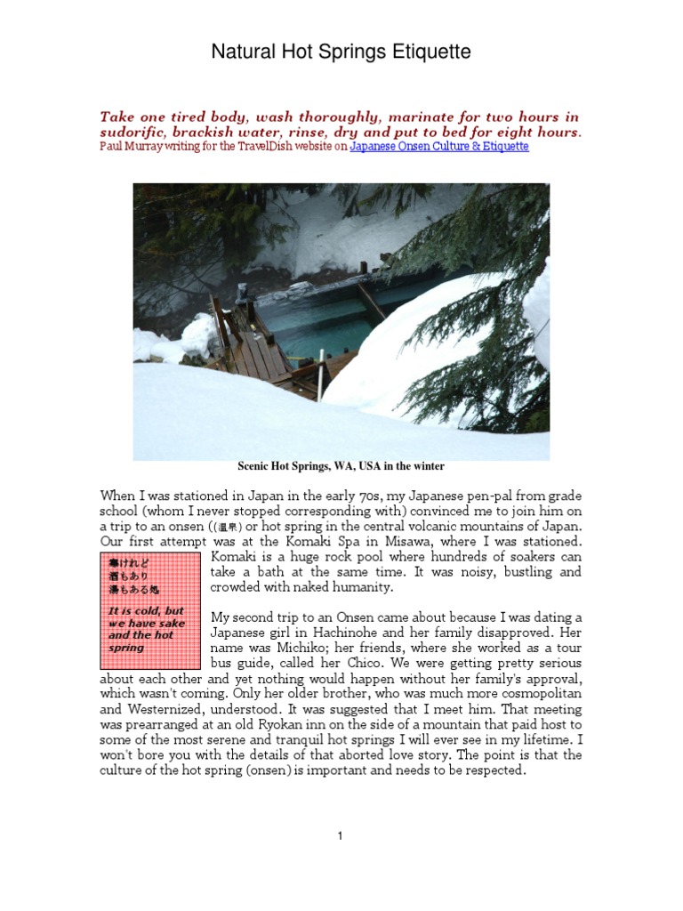 Hot Spring Etiquette | PDF | Naturism | Nudity