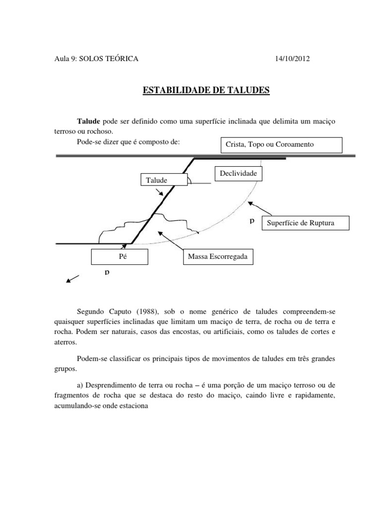 Tipos de Taludes e Estabilidade | PDF | Erosão | Solo