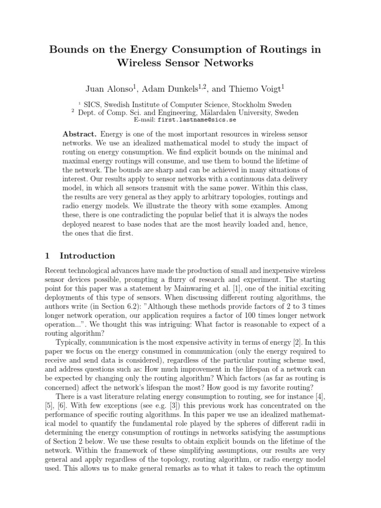 Alonso Bounds Energy Consumption Pdf Routing Wireless Sensor Network