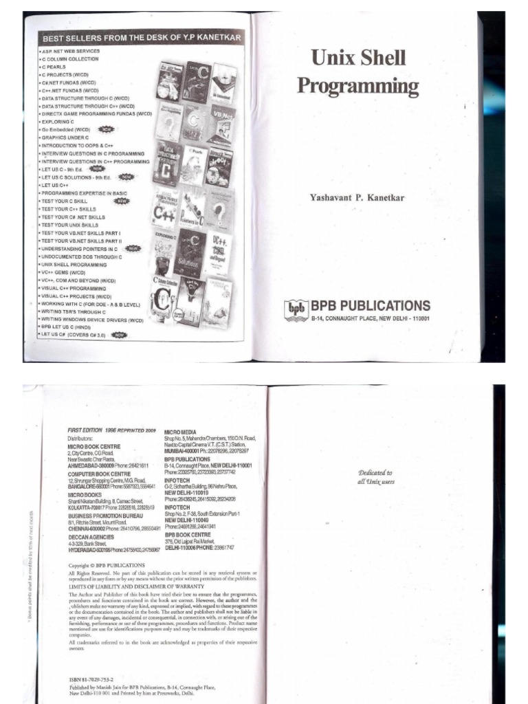 Unix Shell Programming - Yashwant Kanitkar | PDF | Computing And ...