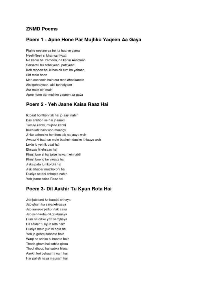 ZNMD Poems | PDF