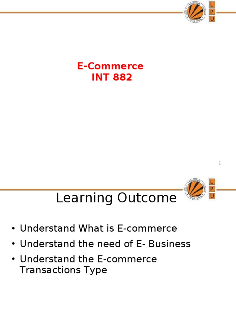 Lecture 1 Intro E Comm. | PDF | E Commerce | Electronic Business