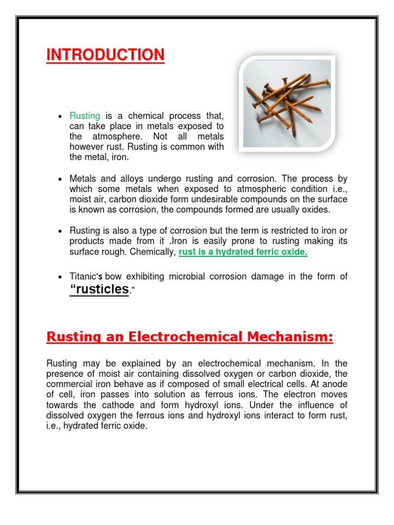Rusting is a Chemical Process That | Rust | Corrosion