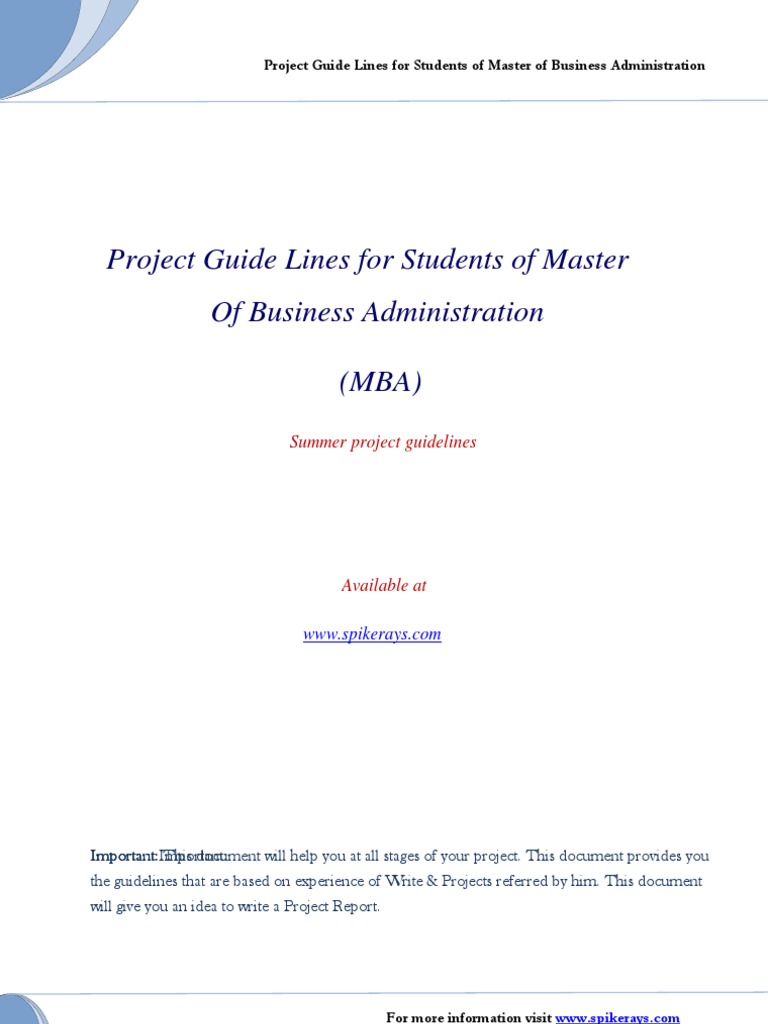 MBA Project Report Guidance | PDF | Master Of Business Administration ...