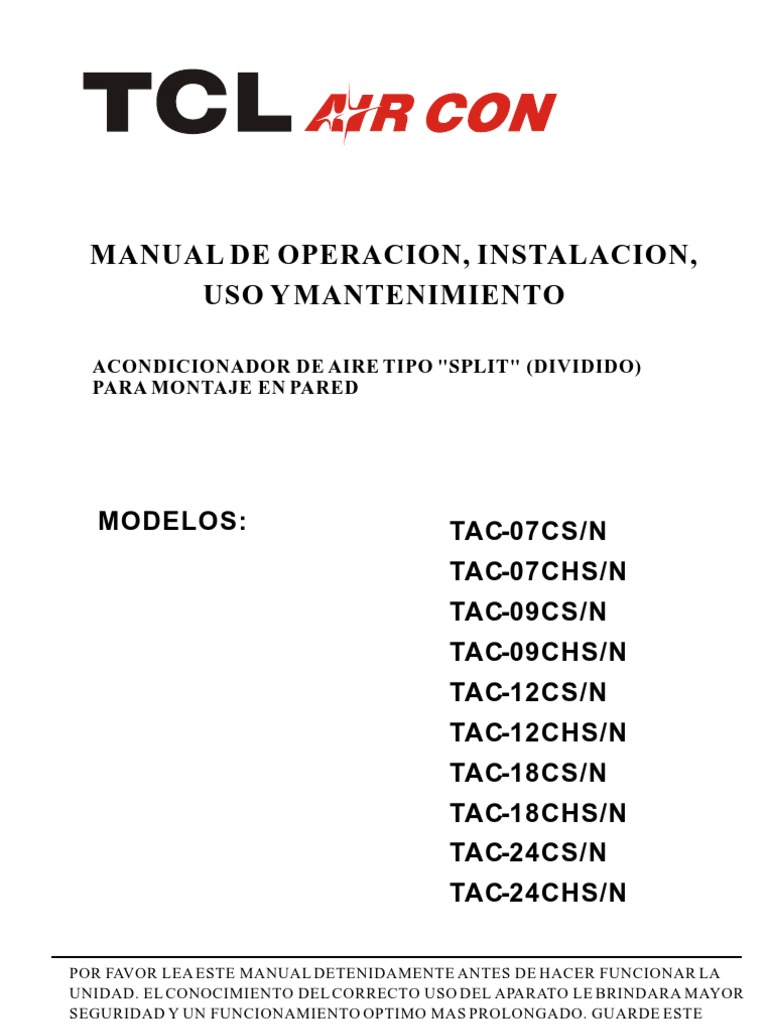 Aire Tcl Serie Sense Pdf Control Remoto Temperatura