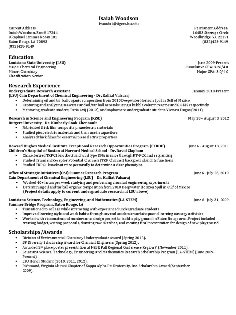 Isaiah Woodson Resume | PDF | Baton Rouge | Engineering