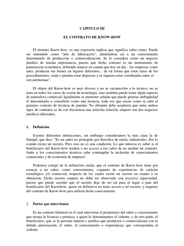 El Contrato de Know How | PDF | Conocimiento | Negocios (general)
