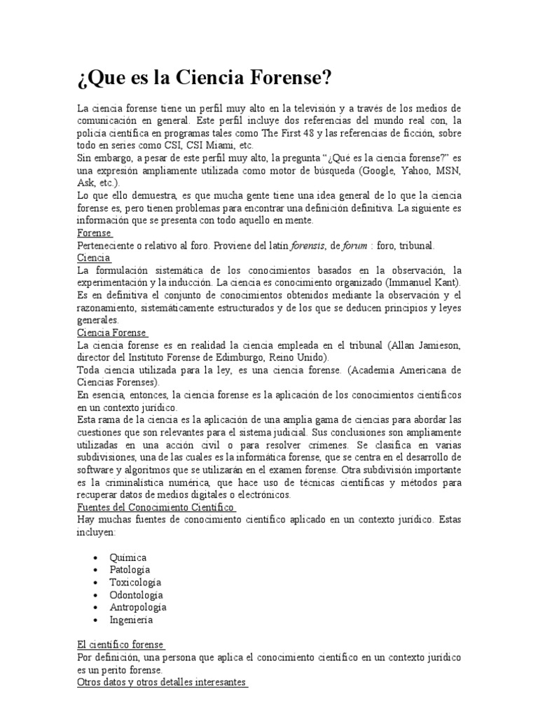 Definición de Ciencia Forense | PDF | Jurisprudencia médica | Science