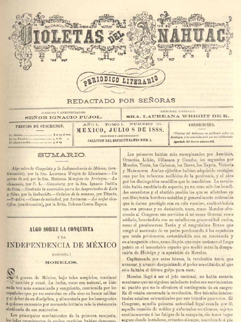 Violetas Del Anahuac Siglo XIX | PDF