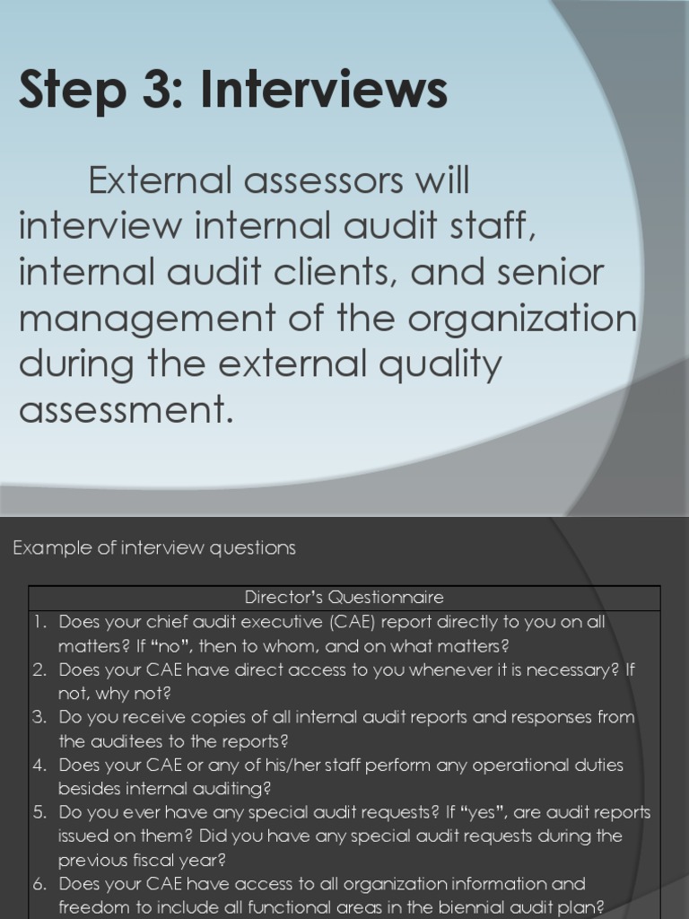 Step 3: Interviews | PDF | Internal Audit | Audit