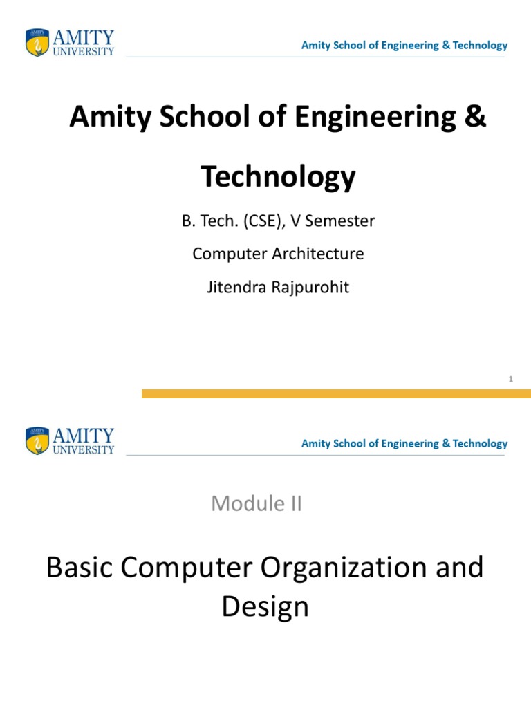 Amity School of Engineering & Technology: B. Tech. (CSE), V Semester Computer Architecture ...