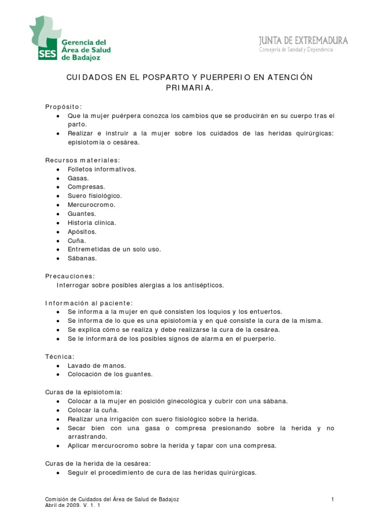 Cuidados en El Pos Parto | PDF | Periodo posparto | Parto