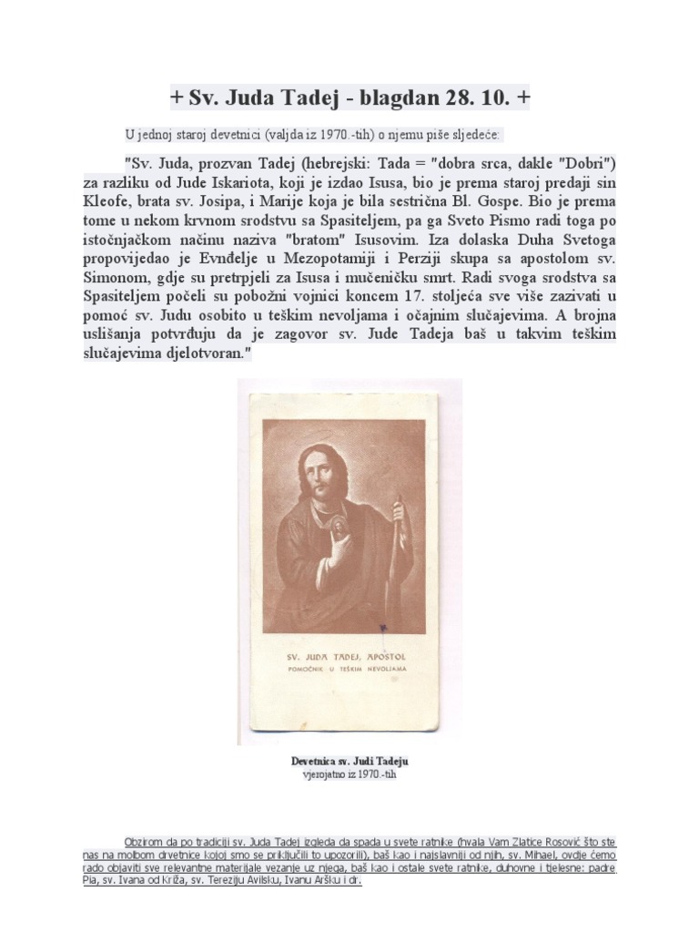 Sv. Juda Tadej - Molitve | PDF