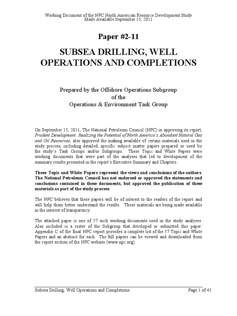 2-11 Subsea Drilling-Well Ops-Completions Paper | PDF | Offshore ...