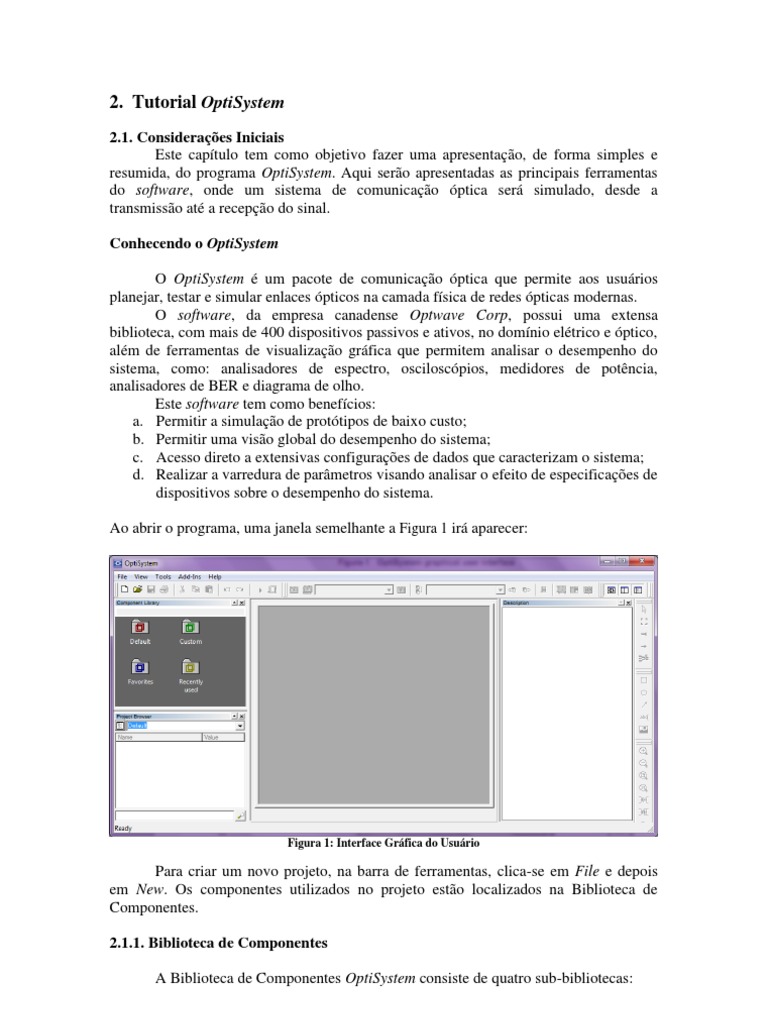 Tutorial OptiSystem | Download grátis PDF | Biblioteca (informática) | Janela (informática)