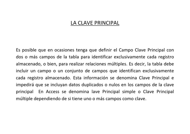 Definición de Clave Principal