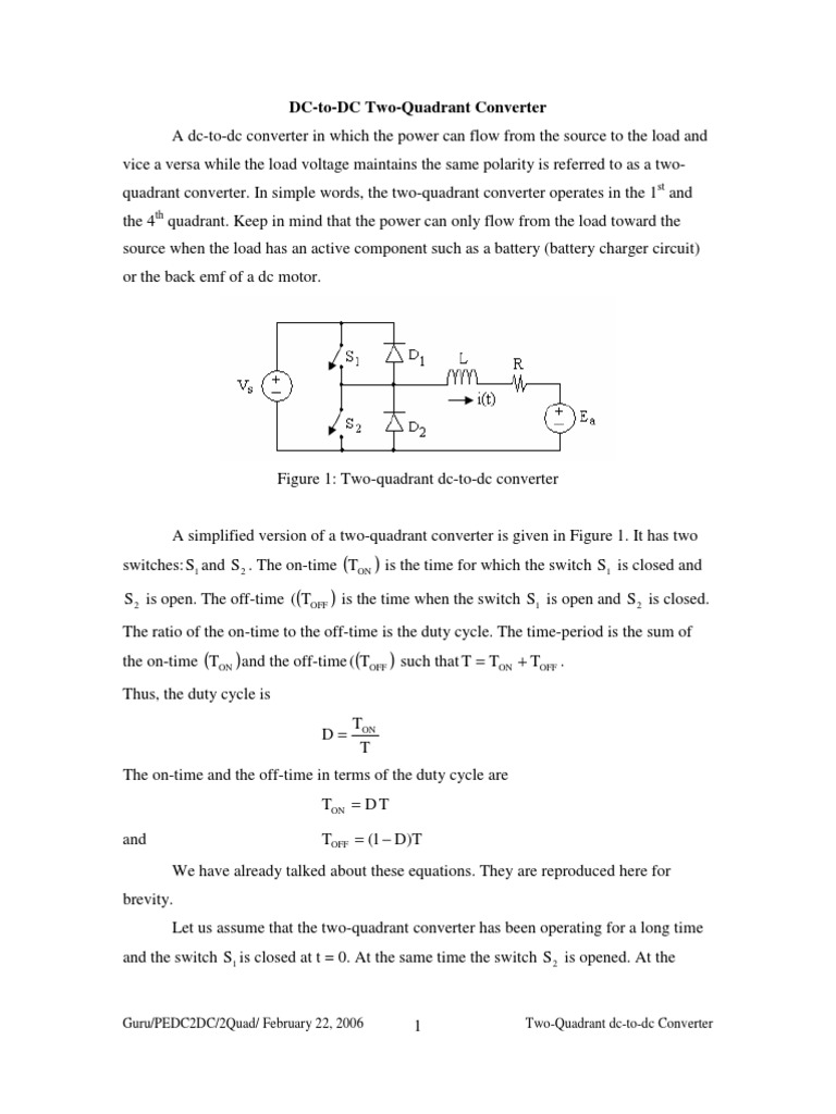 Two-Quadrant DC-DC Converter Overview | PDF | Electrical Network ...