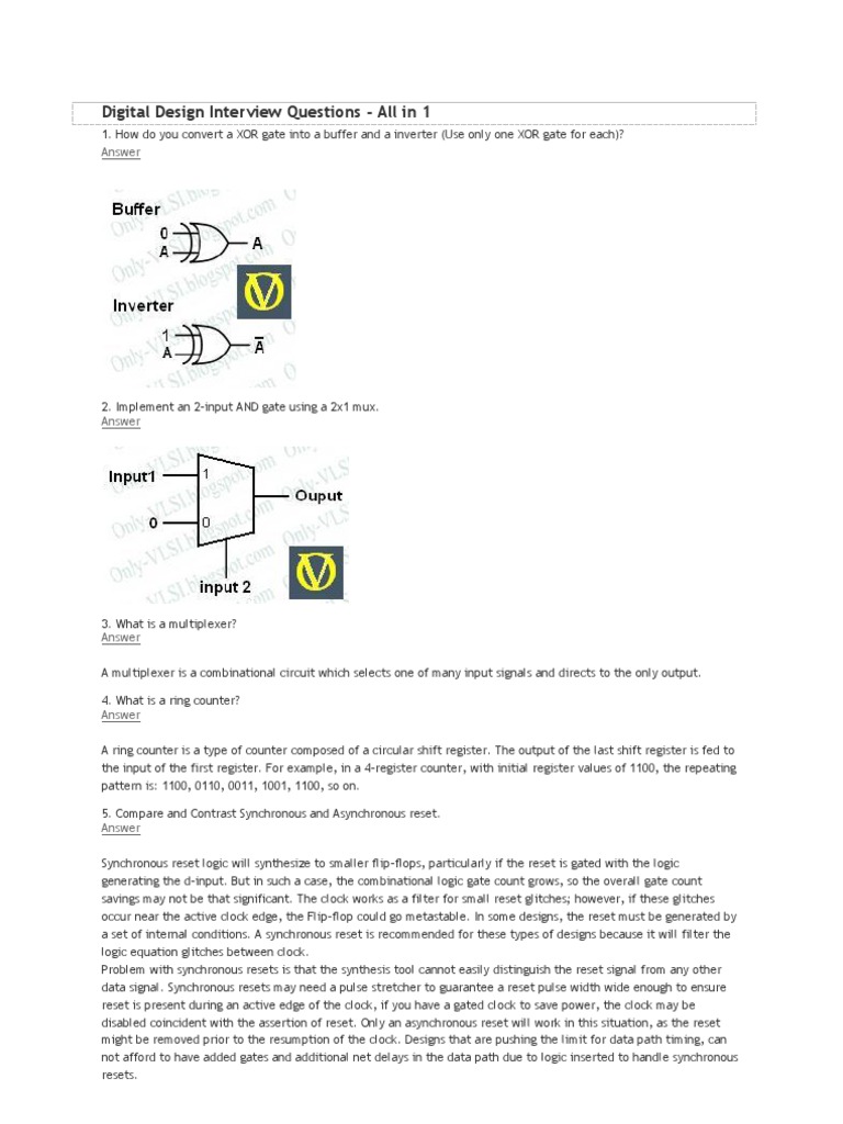 Digital Design Interview Questions | PDF | Field Programmable Gate Array | Logic Gate