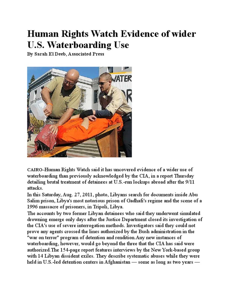 Human Rights Watch Evidence of Wider U.S. Waterboarding Use: by Sarah ...