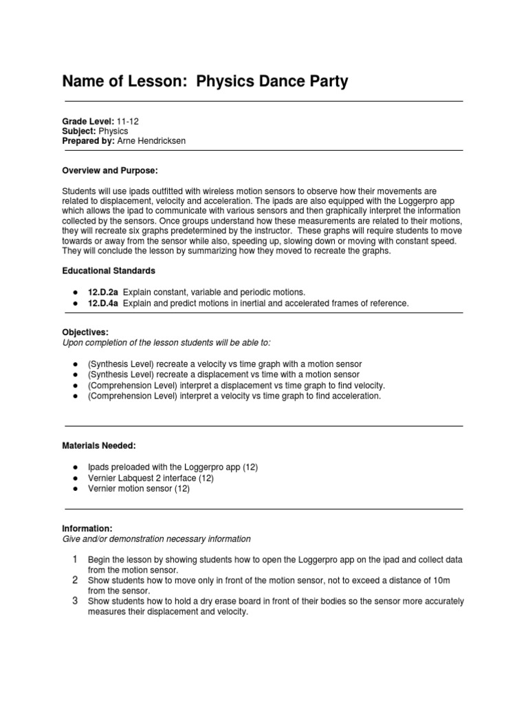 Physics Dance Party | PDF | Velocity | Motion (Physics)