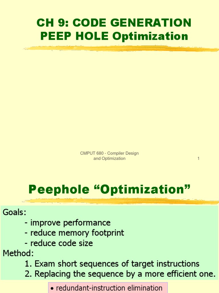 Ch9 PeepHole | PDF | Program Optimization | Debugging