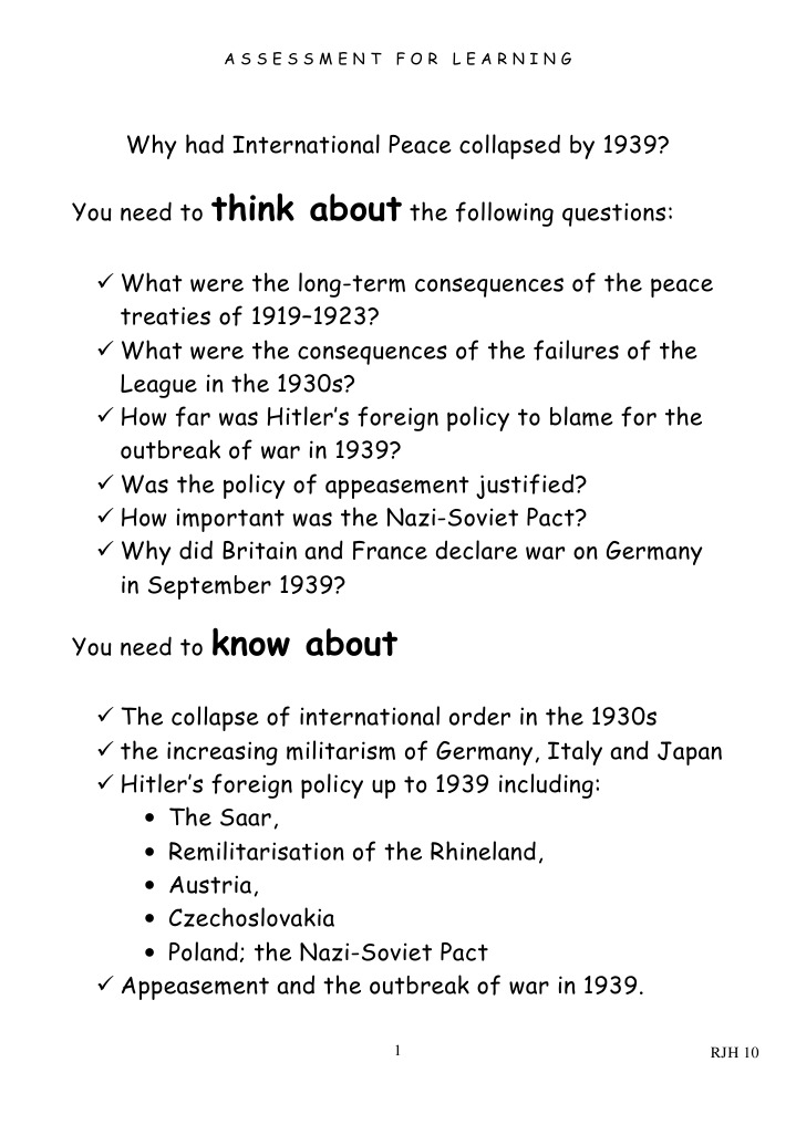 Causes of WWII: Hitler's Policies Explained | PDF | Neville Chamberlain ...