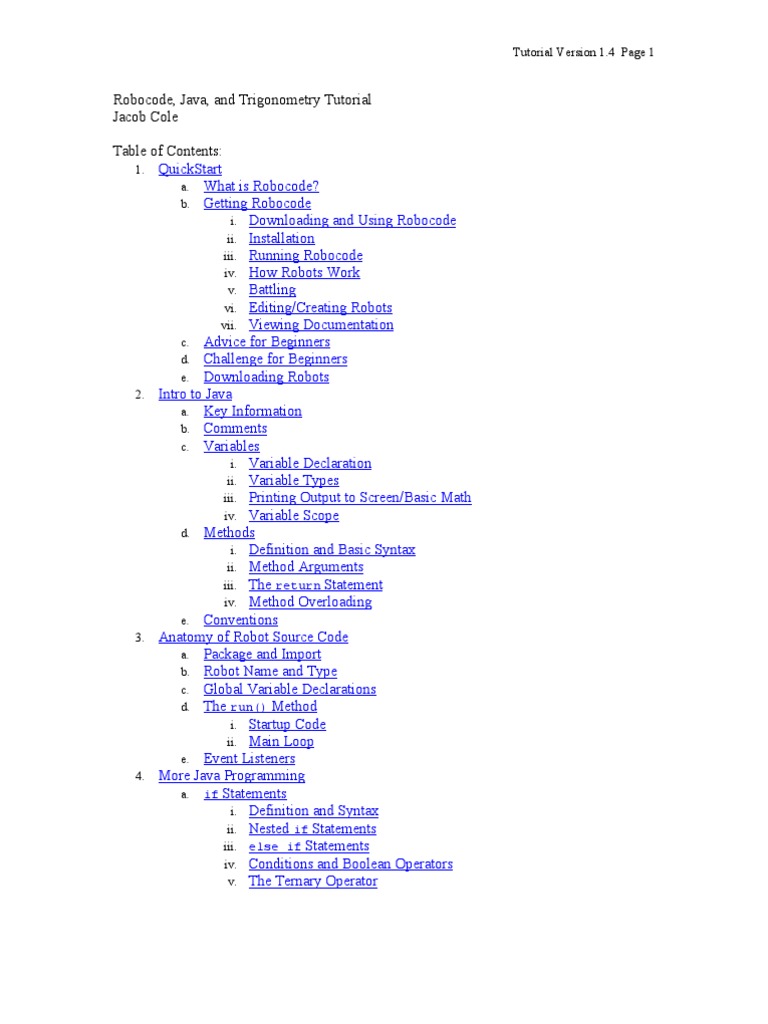 Robocode Tutorial 1 (1) .4 | Download Free PDF | Control Flow | Scope (Computer Science)