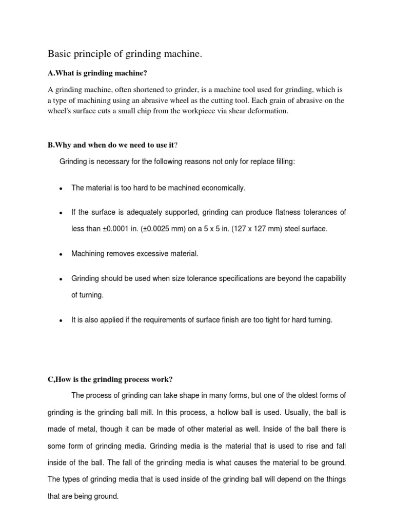 Grinding Machine Principles and Functions | PDF | Grinding (Abrasive ...