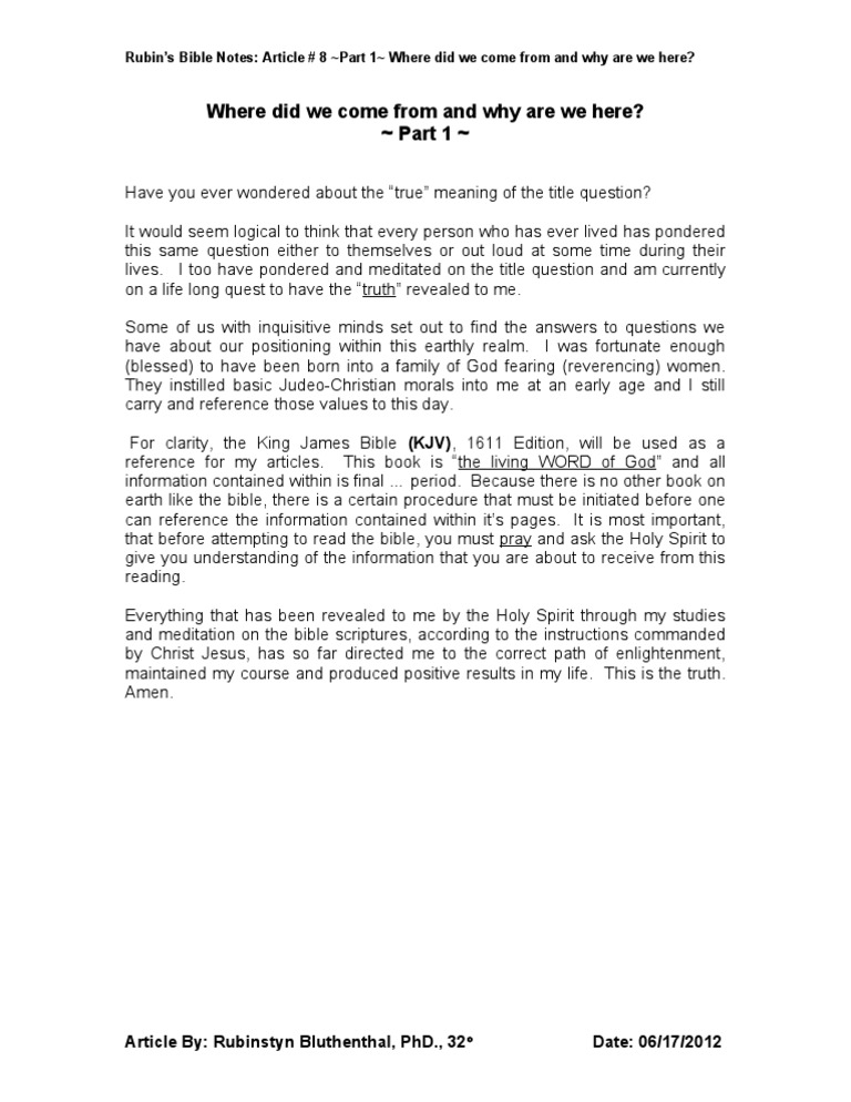 Understanding Our Existence | PDF