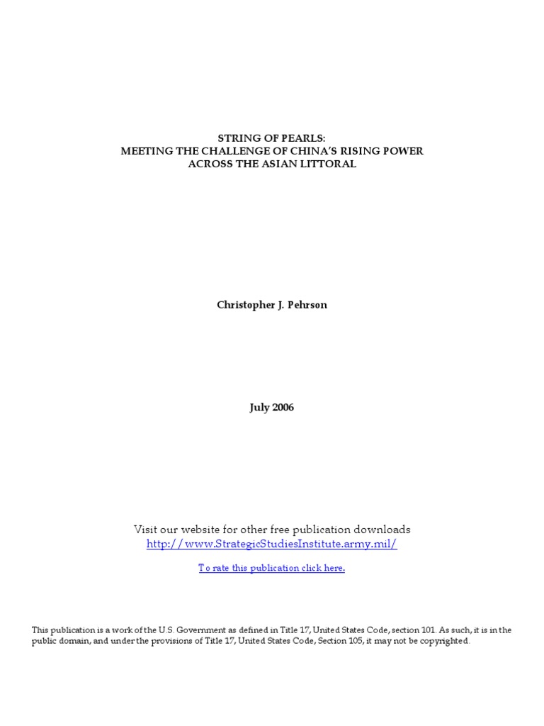 String of Pearls | PDF | China | World Politics