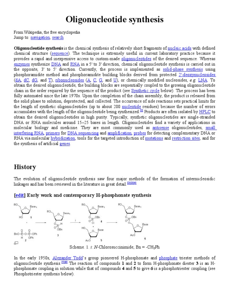 Oligonucleotide Synthesis | PDF | Chemical Compounds | Organic Compounds