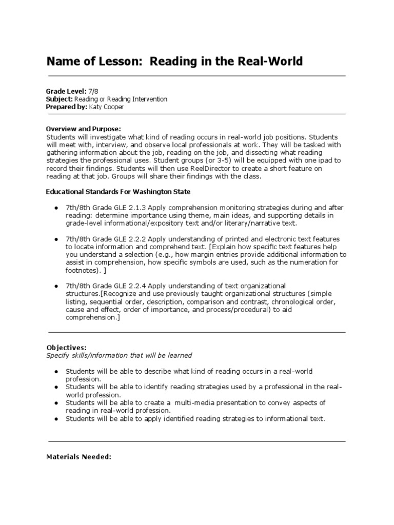 Reading in The Real-World | PDF | Reading Comprehension | Teachers