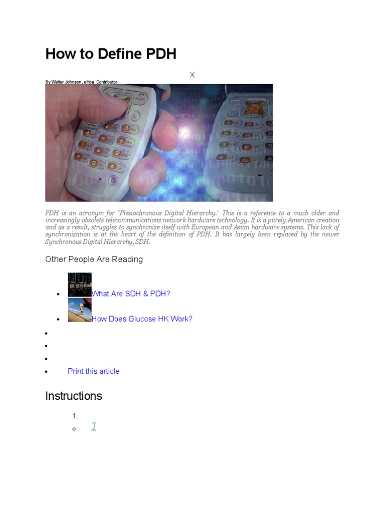 How To Define PDH | PDF | Telecommunication | Telecommunications