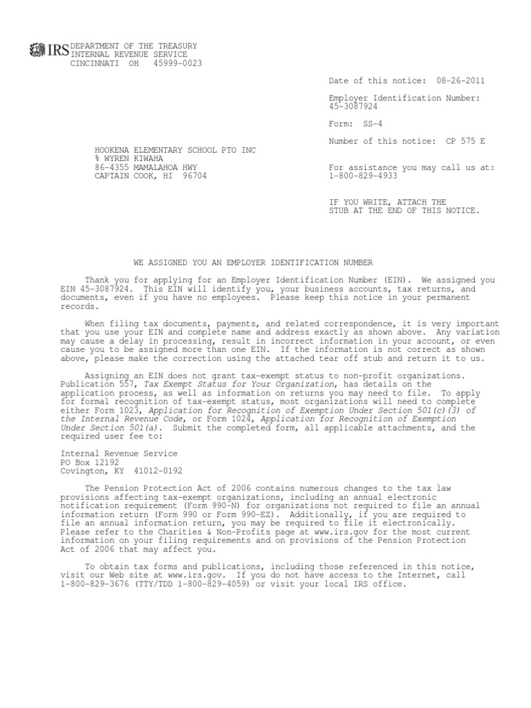 FEIN Assignment Letter | PDF