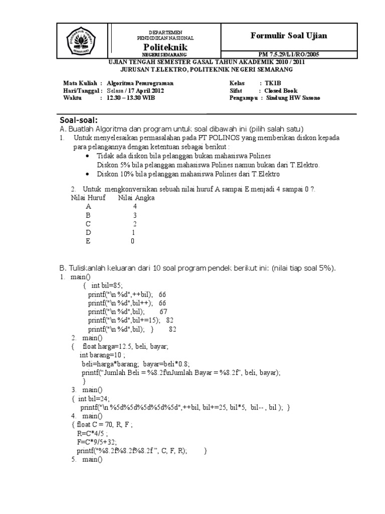 UTS Algoritma TK1B | PDF