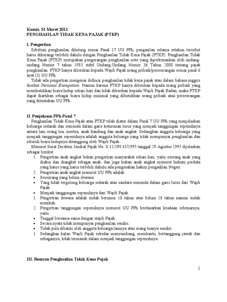 PTKP Anak Lahir Awal Tahun | PDF