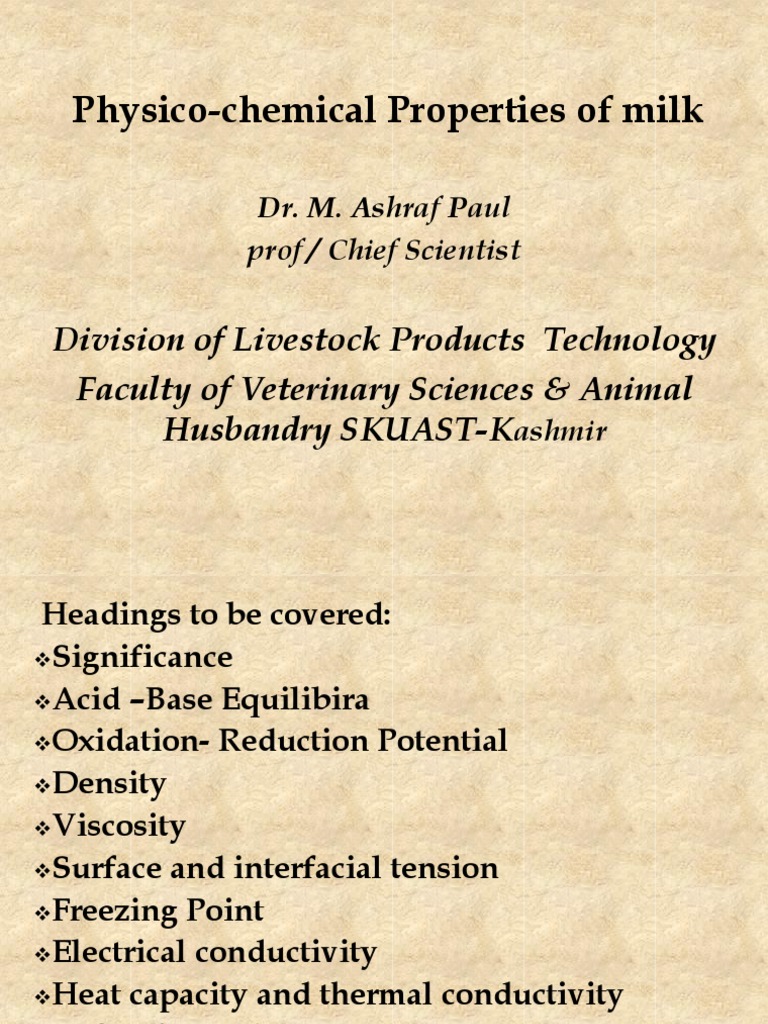 Physico-Chemical Properties of Milk | Milk | Viscosity